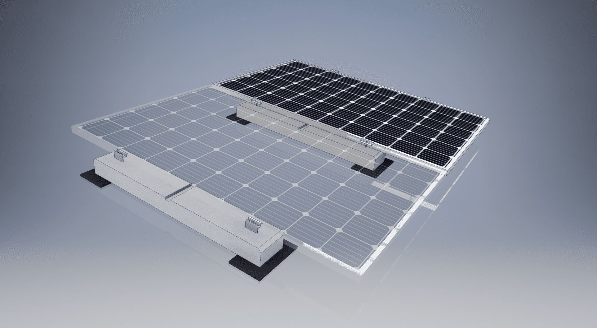 0-degree tilt ballast for mounting photovoltaic panels - Sun Ballast