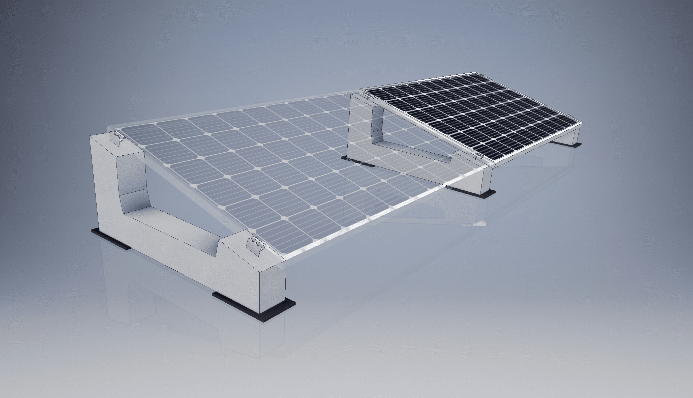 15° Ballast inclination for photovoltaic systems on flat roof - Sun Ballast