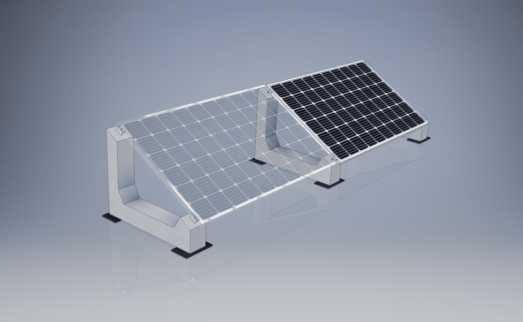 30°. 1 inclined Ballast for flat roof photovoltaic systems - Sun Ballast