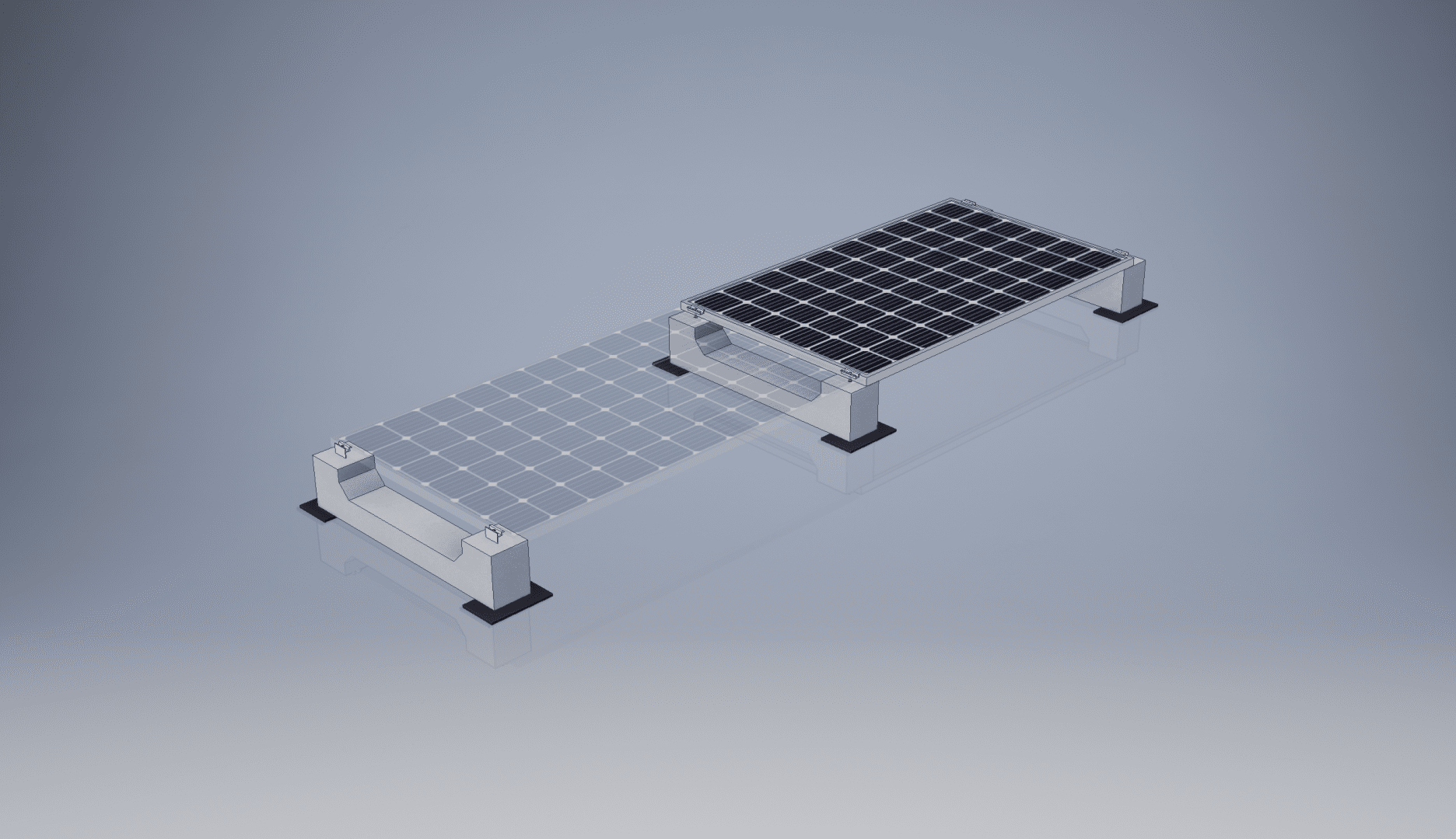 0-degree tilt ballast for mounting photovoltaic panels - Sun Ballast