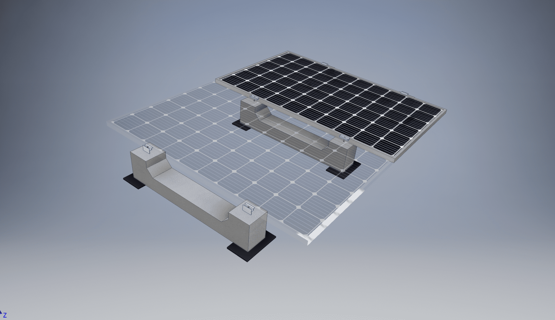 0-degree tilt ballast for mounting photovoltaic panels - Sun Ballast